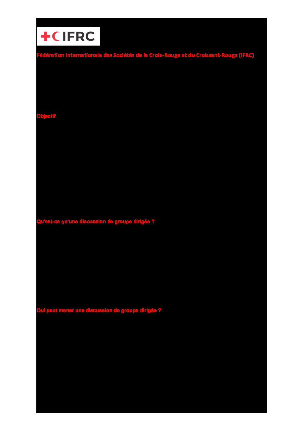Guide pour les discussions de groupe 1 – IFRC – 5 mars 2020 - Centre de ...